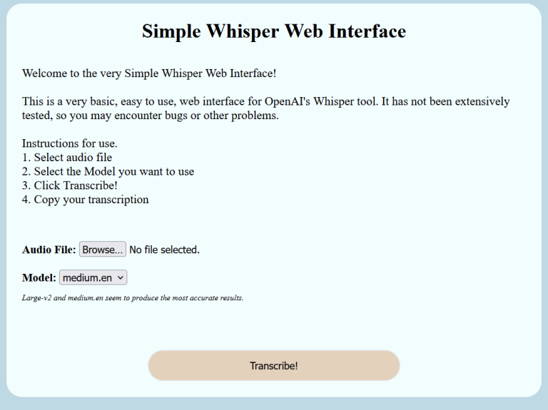 A Very Basic Simple Whisper Web Interface | Incredigeek